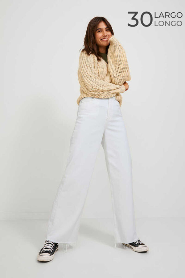 Jeans wideleg cor blanco | Ofertas em jeans de mulher | Fifty Factory