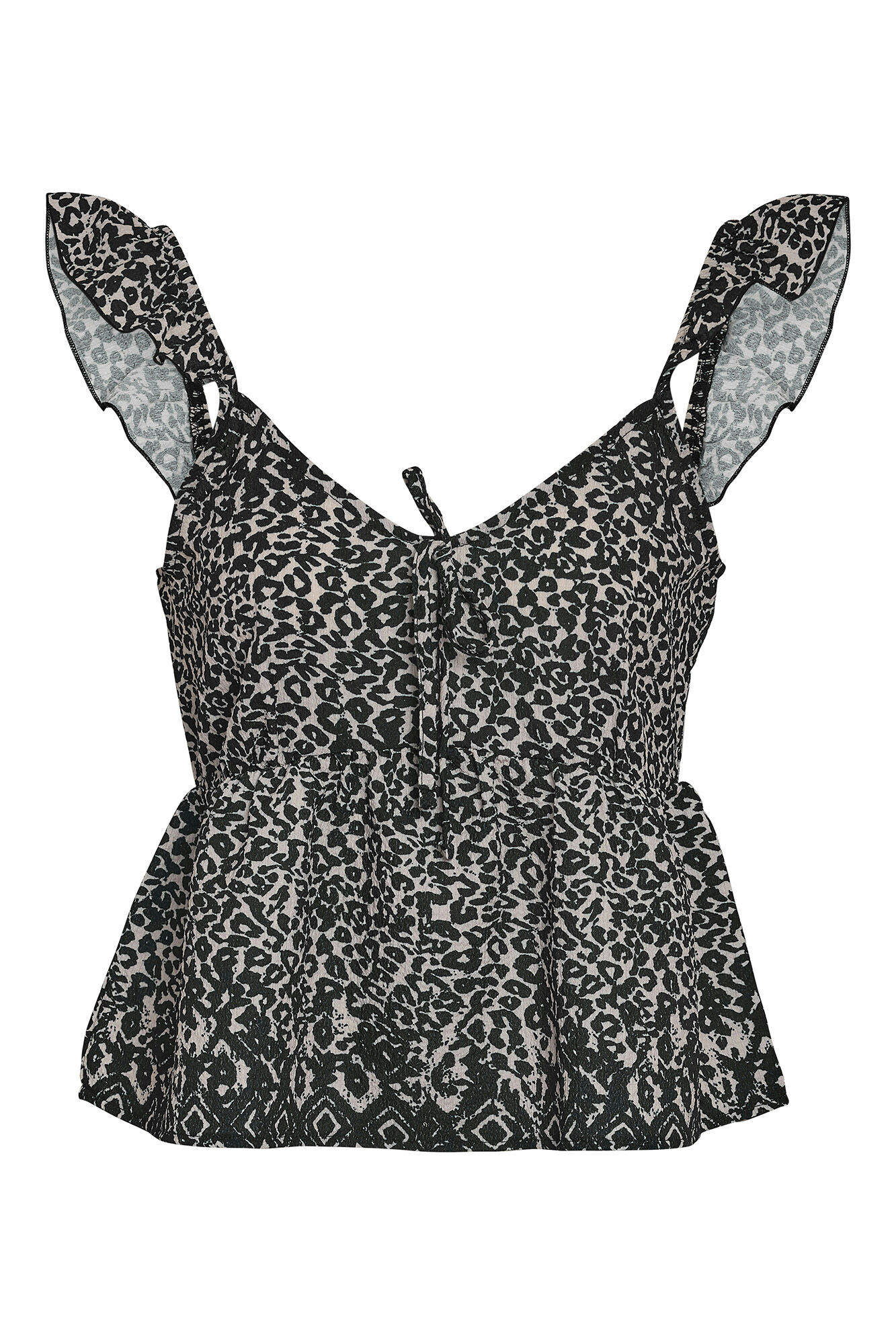 Top veraniego de manga de tirantes con volantes.