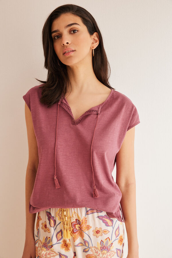 T-shirt textura flamé grená