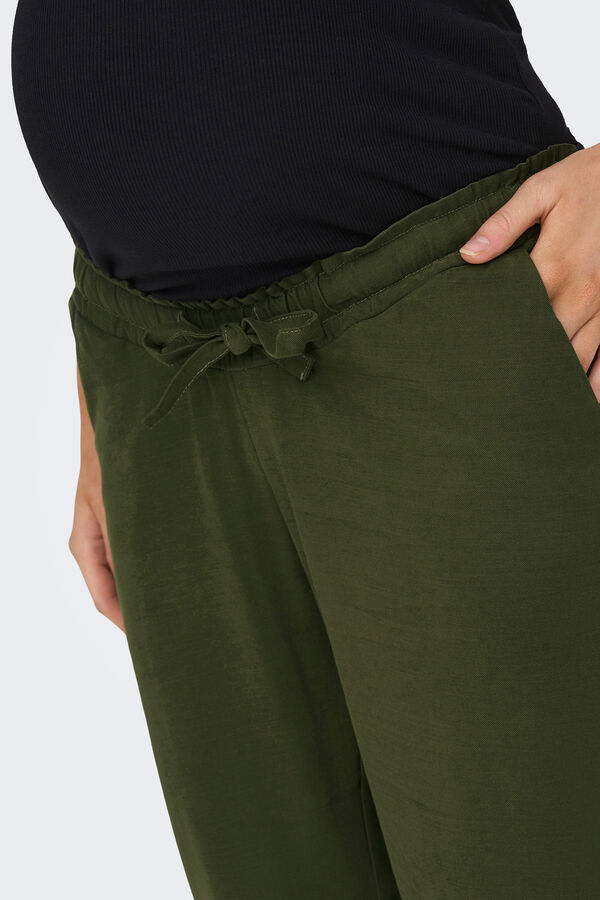 Pantalón holgado premamá, barriga alta y ajuste a la cintura con cordón ...