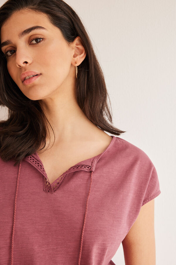 T-shirt textura flamé grená