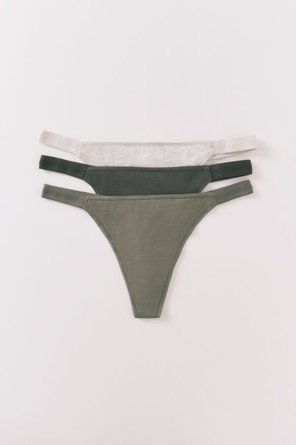Pack 3 tangas algodón logo blanco | Ofertas en bragas | Fifty Factory