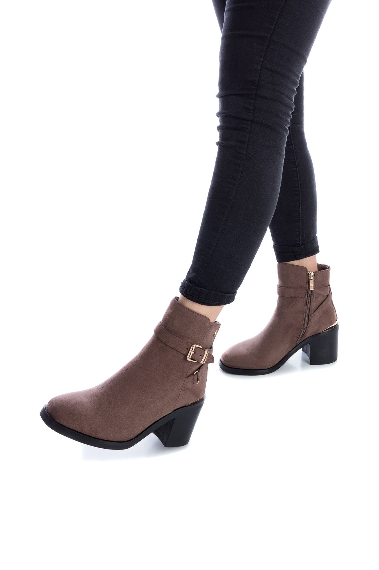 Botim senhora efeito camurça | Ofertas em botins de mulher | Fifty Factory
