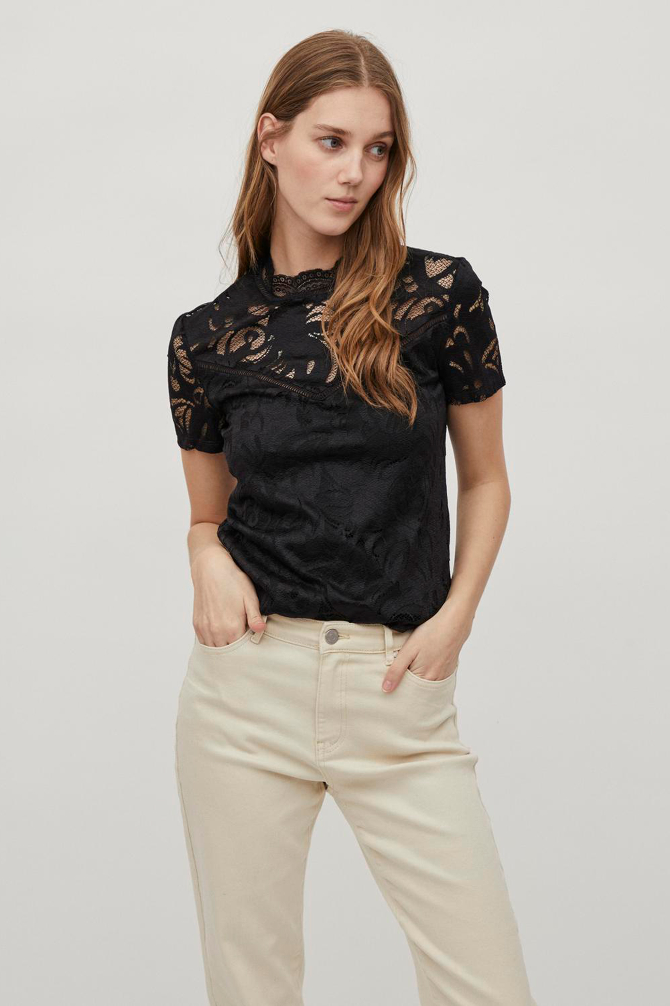 Top de encaje de manga corta | Ofertas en tops y camisetas de mujer ...