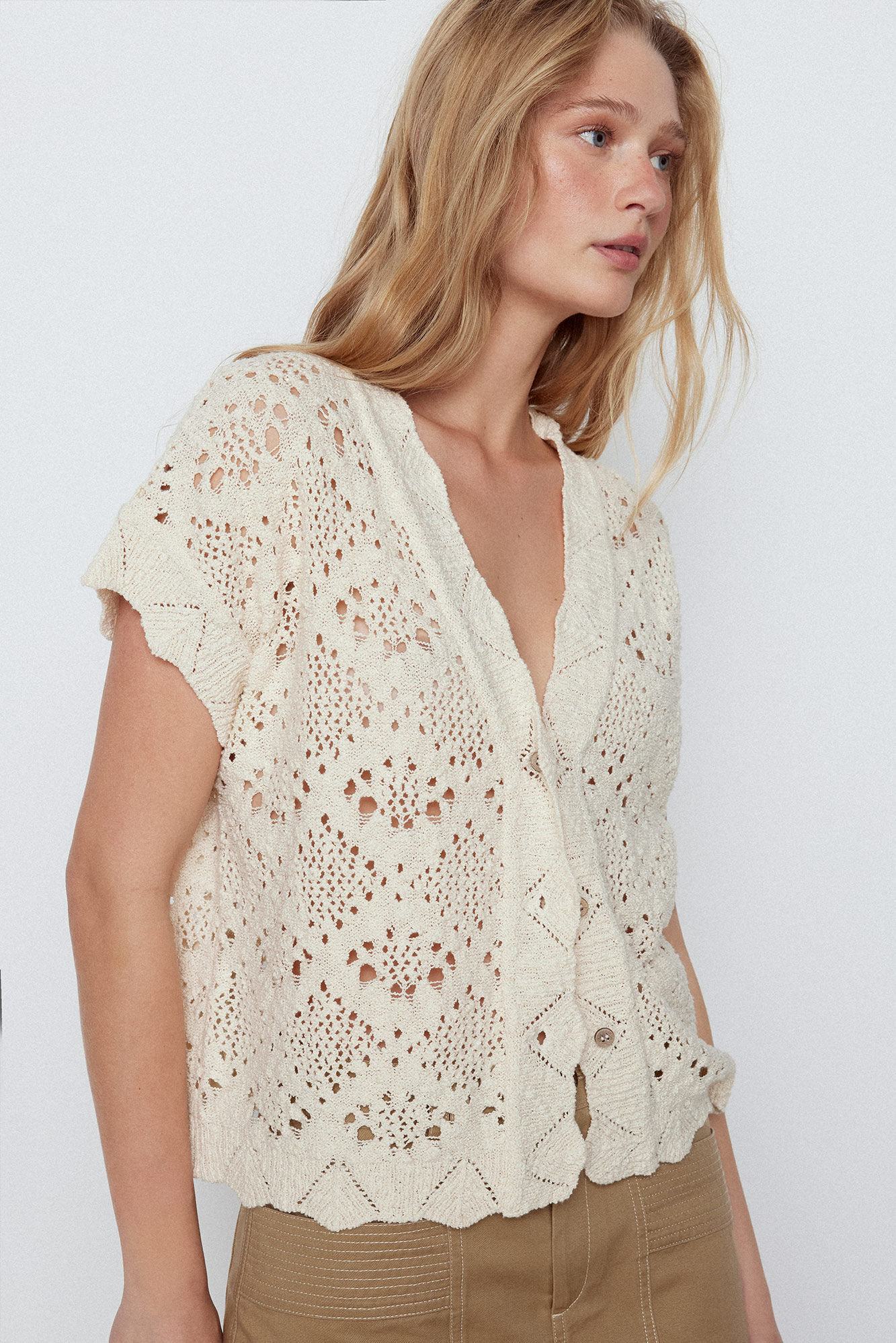 Chaleco punto calado | Ofertas en chalecos de mujer | Fifty Factory