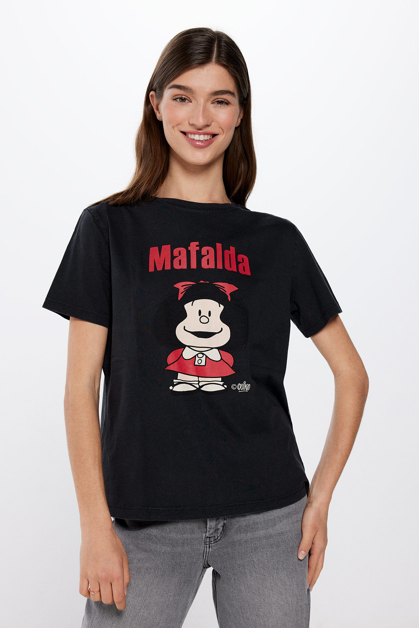 T-shirt Mafalda Acid Wash | Ofertas em t-shirts e tops de mulher ...