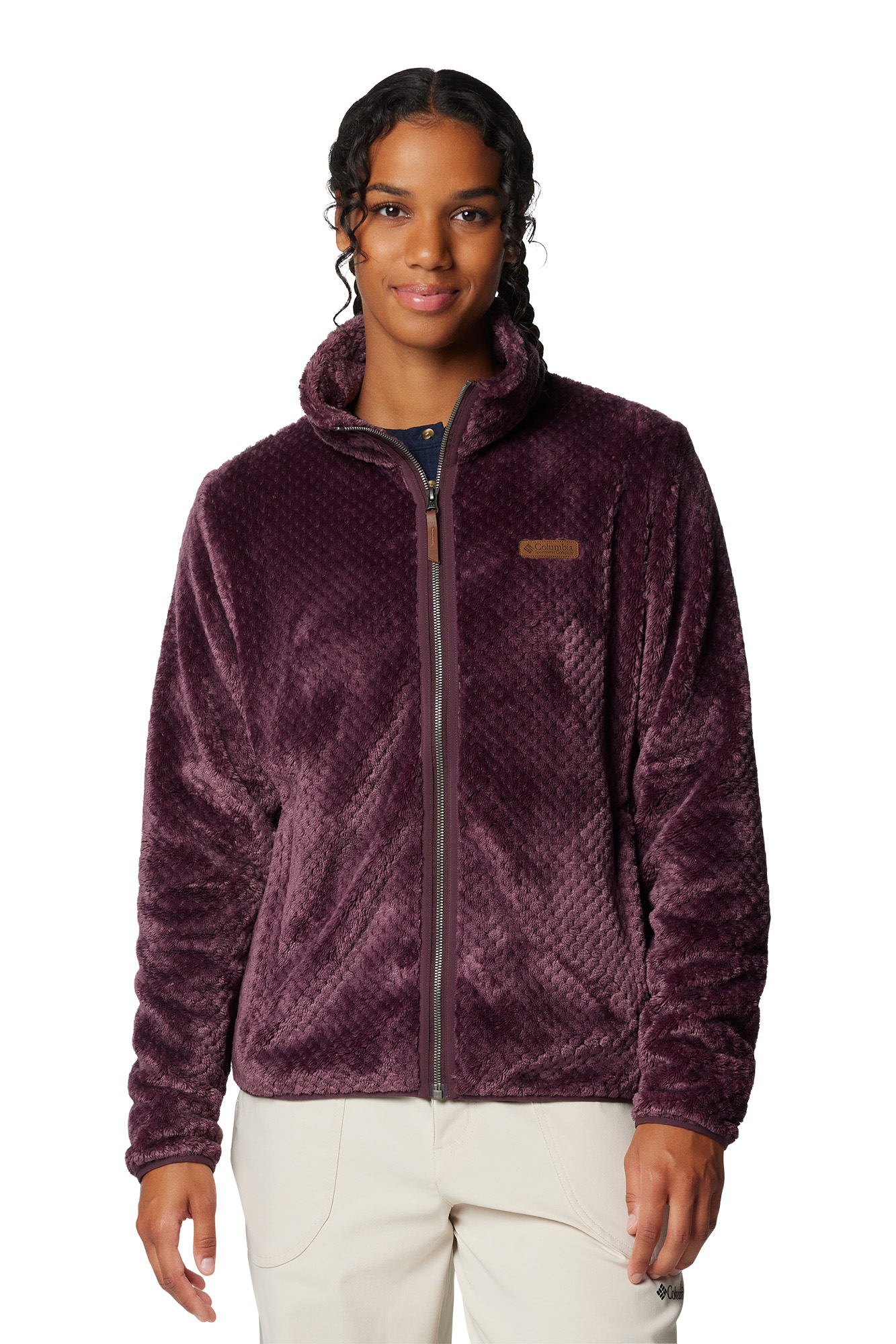 polar polar feminino com fecho-éclair Columbia Fire Side™ II Sherpa ...