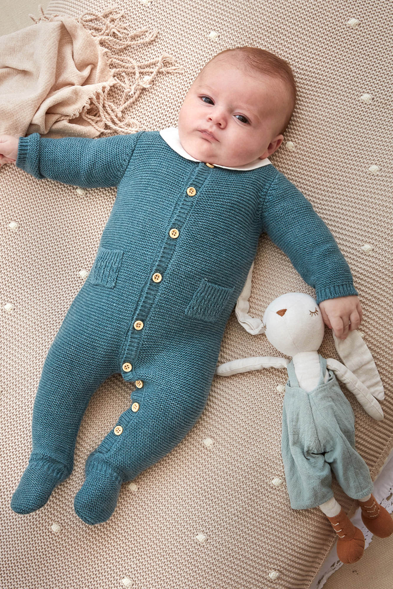 Babygro Bolsos Petróleo Claro Melange | Ofertas em bodies de bebé ...