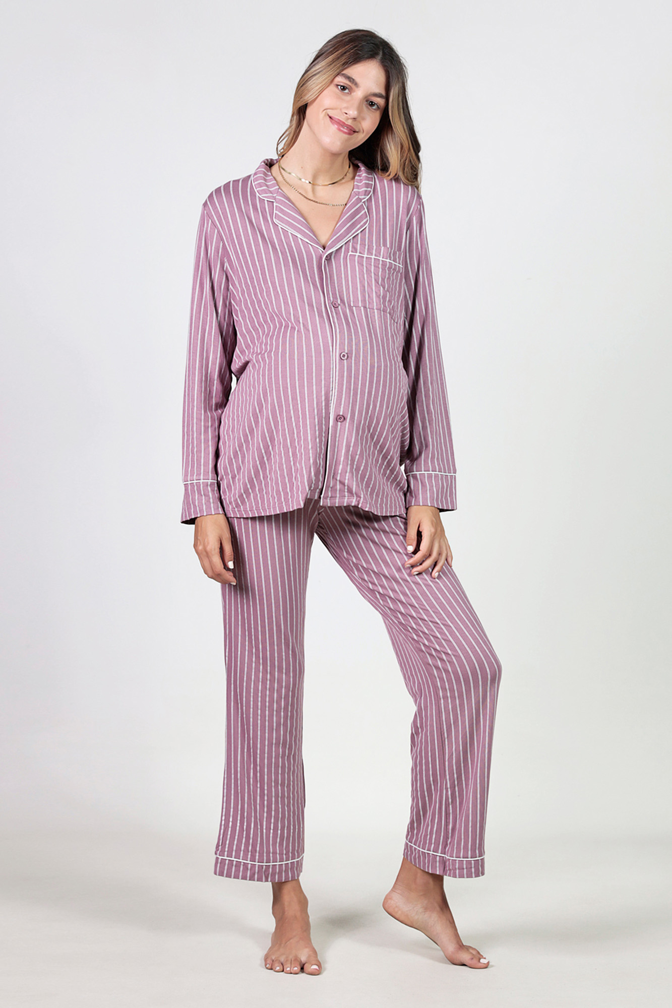 Pack de pijama às riscas pré-mamã